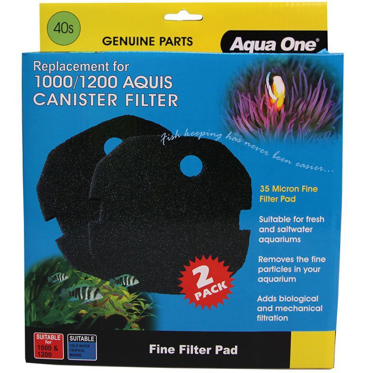 AQUA ONE BLACK SPONGE 1000/1200 – Aggies Aquariums