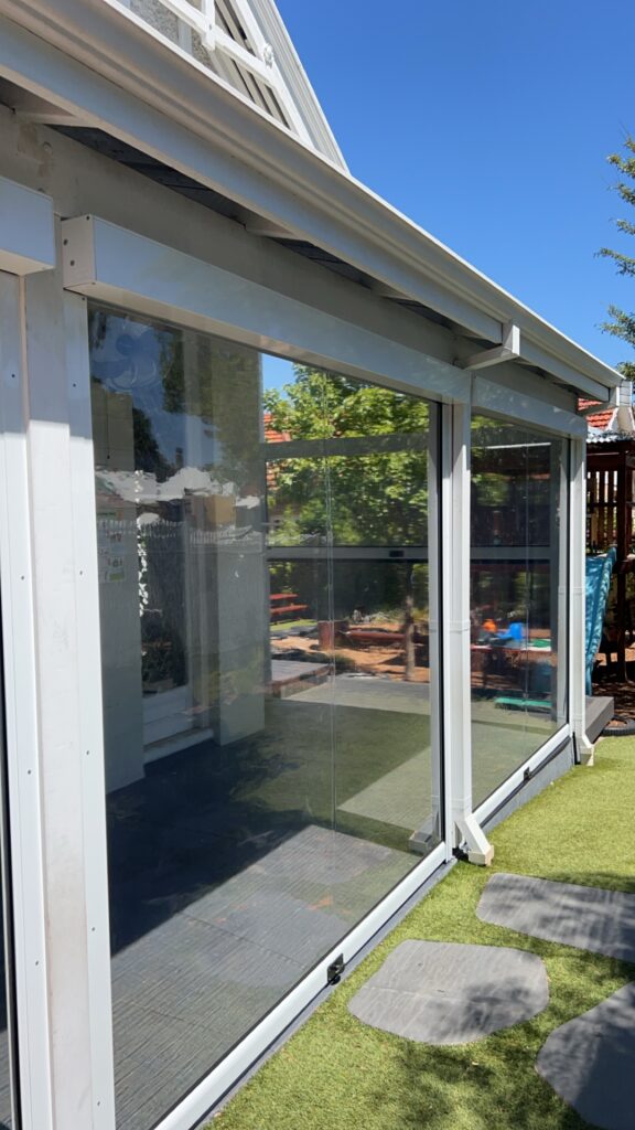 Highgate | Preschool Clear PVC eZIP® Outdoor Blinds | All About Shade