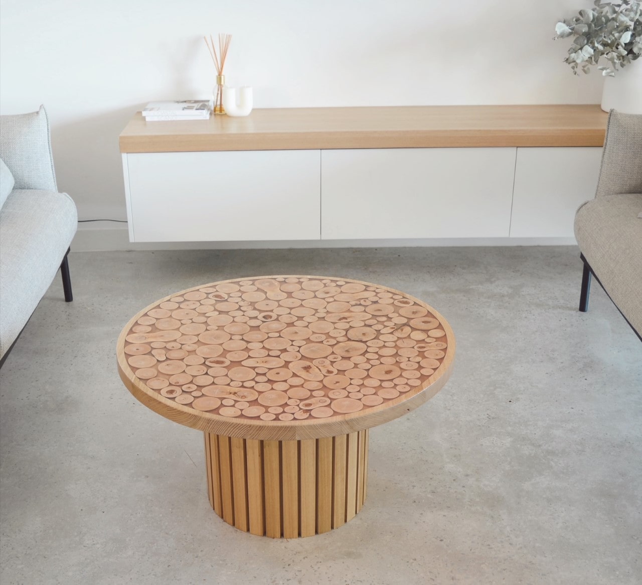 Custom Timber Round Coffee Table - Architectural Supplies