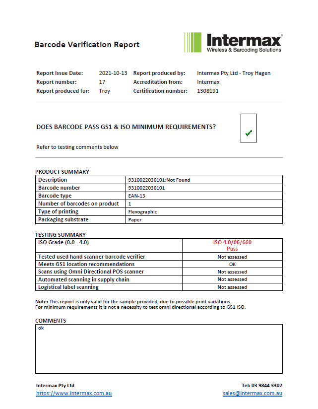 FREE Barcode Verification Report | Barcode Verification