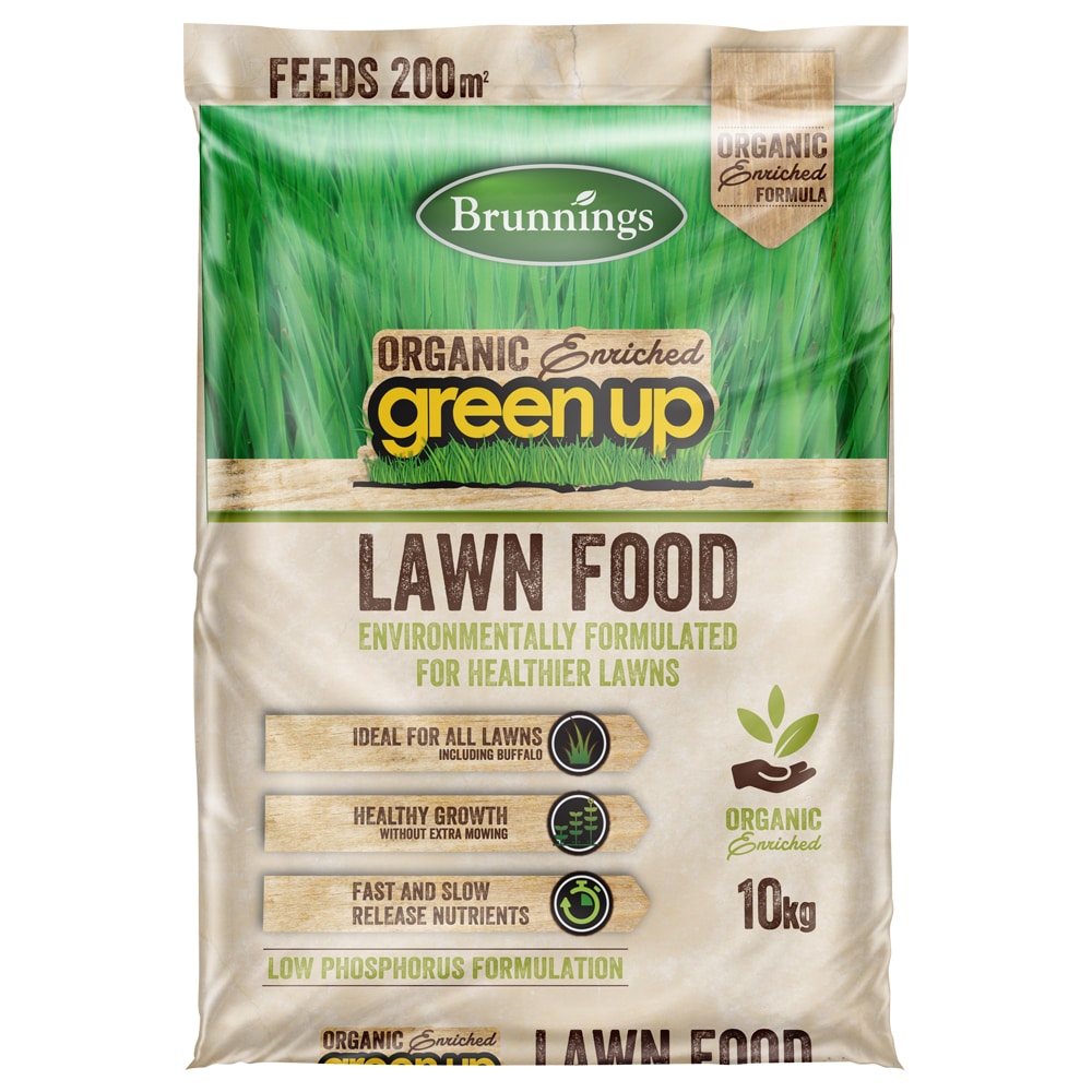 Organic Enriched Green Up Lawn Food 10kg - Brunnings