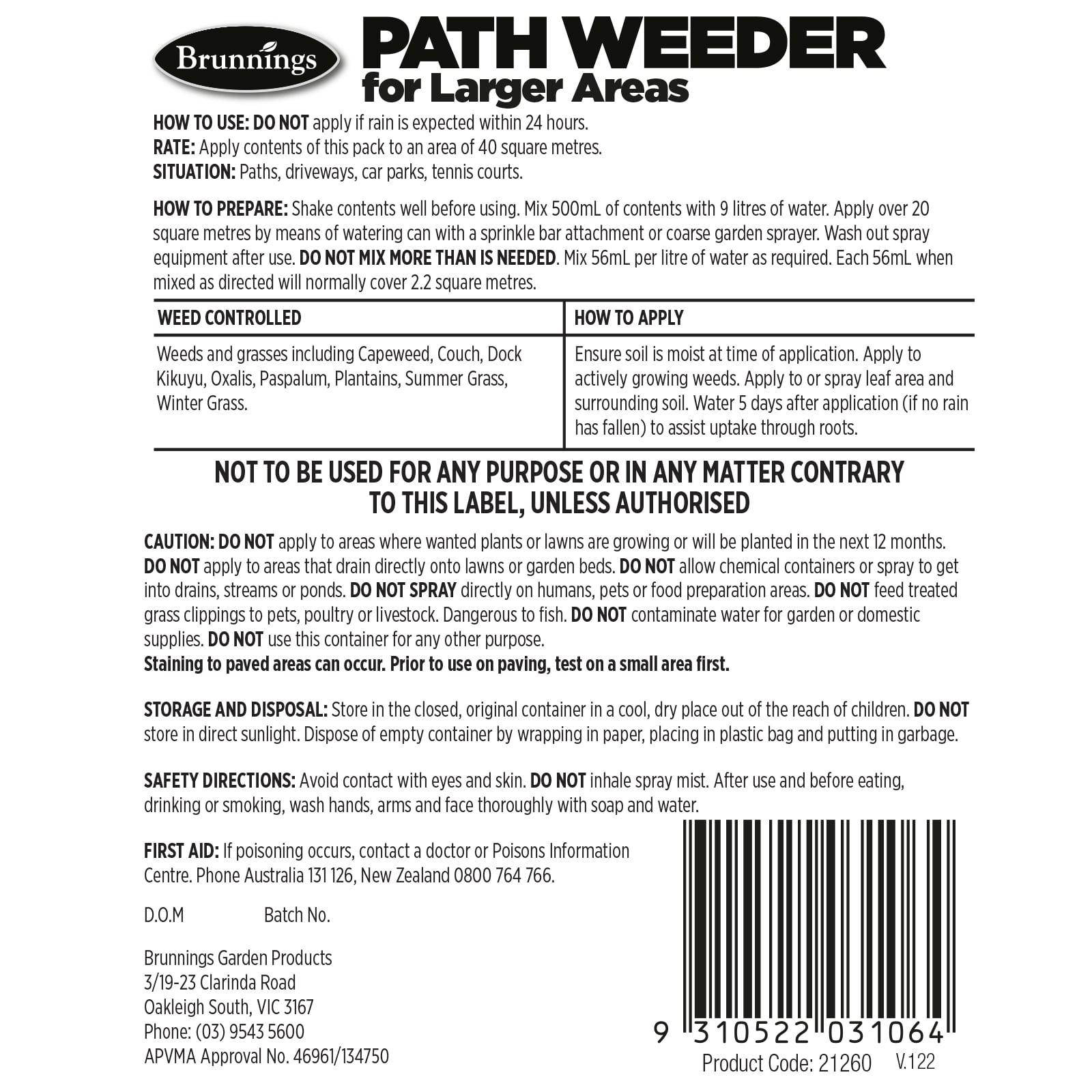 Path Weeder Concentrate 1L - Brunnings