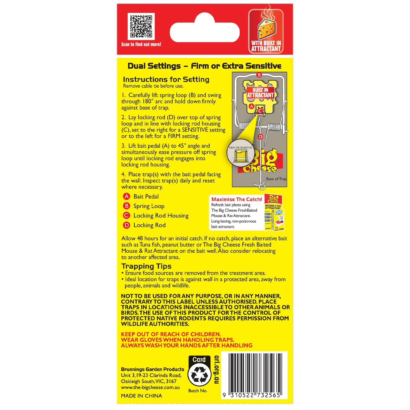 The Big Cheese Cheese Pedal Rat Trap - Brunnings