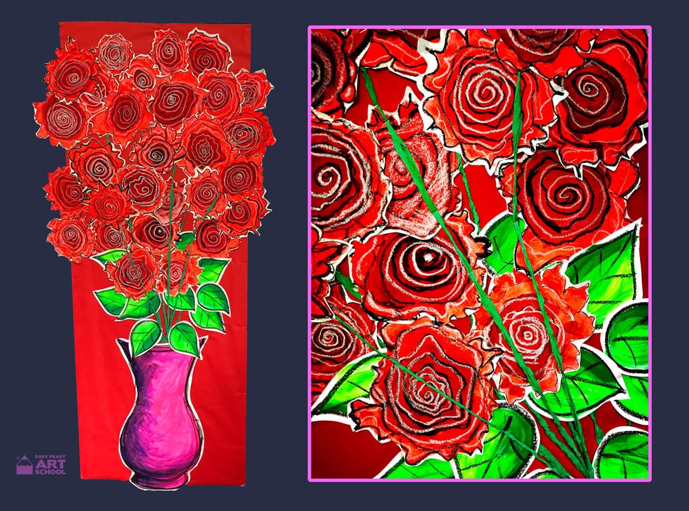 Class Project - Valentine's Roses - Easy Peasy Art School