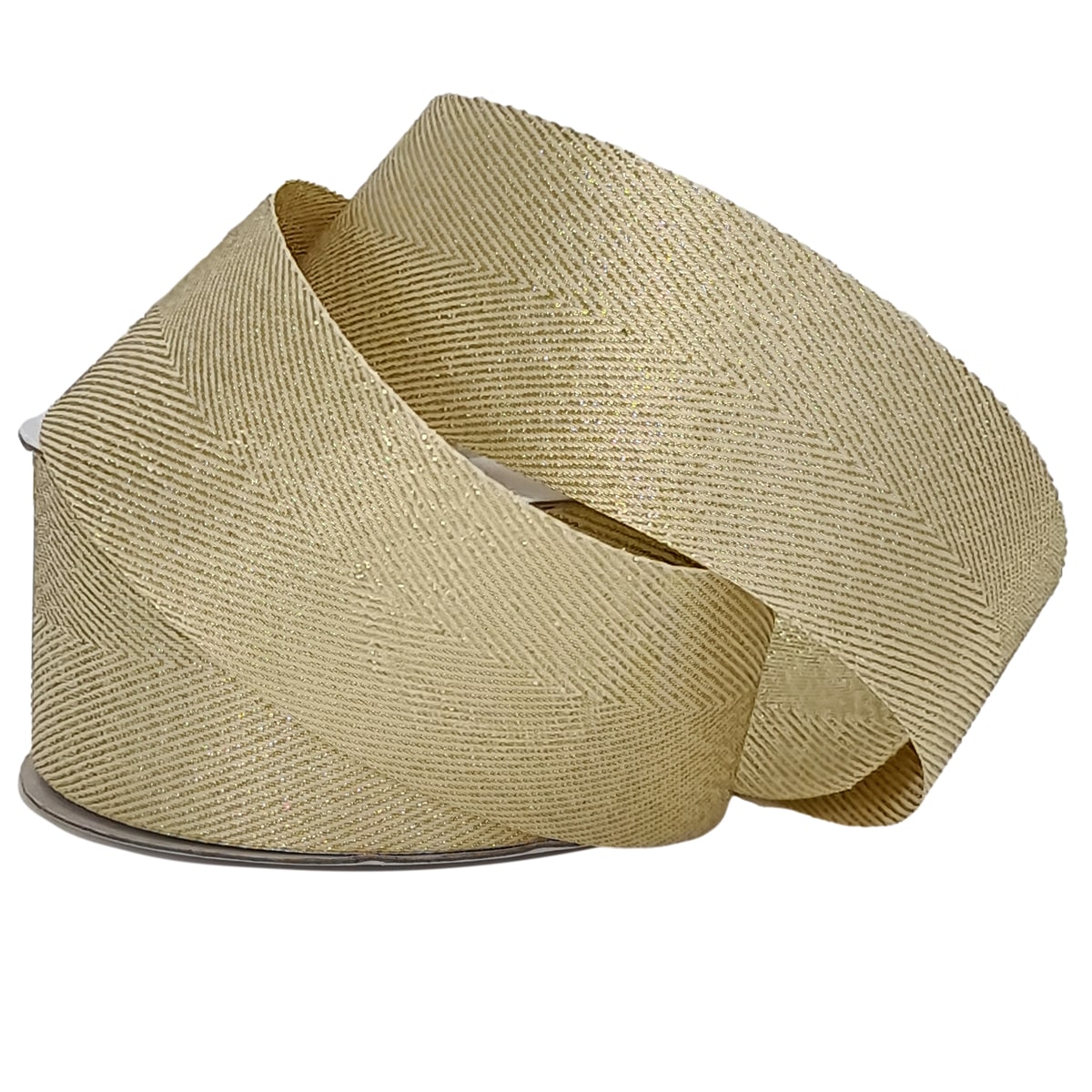 Metallic Weft Herringbone Ribbon – 38mm x 15m Gold | Floral Craft