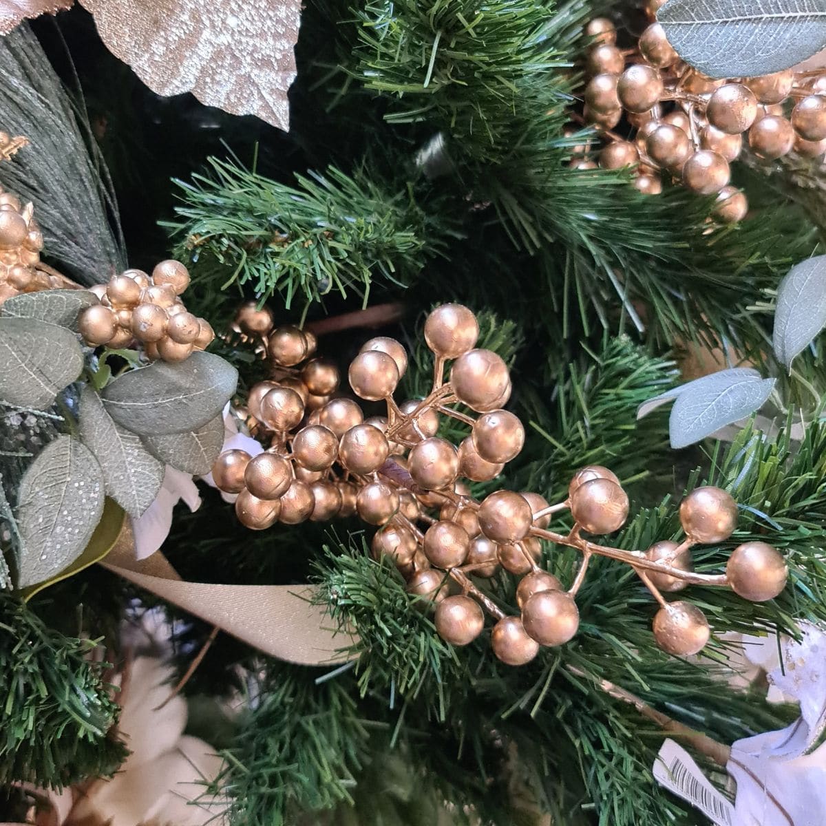 Shimmer Gold Berry Spray – 60cm Metallic Finish | Floral Craft