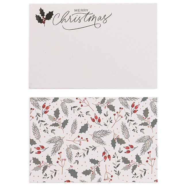 Christmas Holly Card with Envelopes – 50 Pack | Floral Craft
