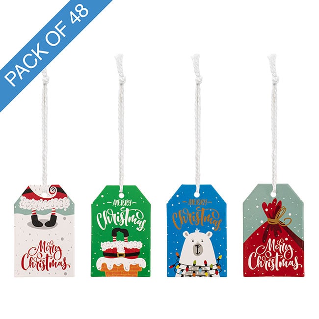 Christmas Gift Tag Set – 48 Pack 4 Designs | Floral Craft