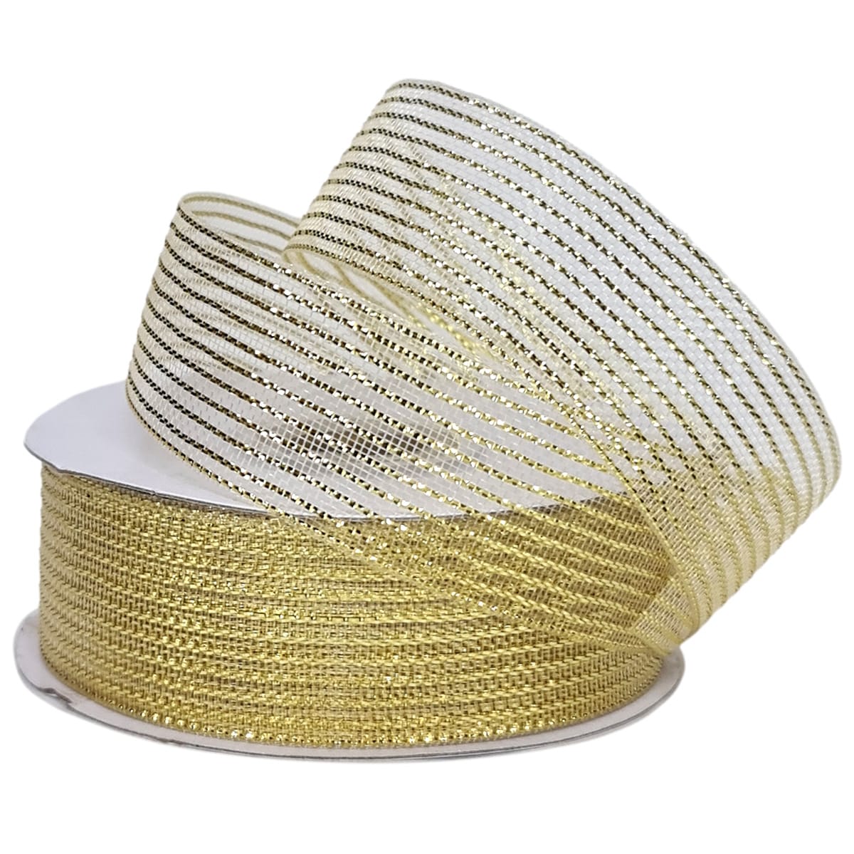 Fine Mesh with Metallic Thread Ribbon | 25 mm x 25 mtrs Gold