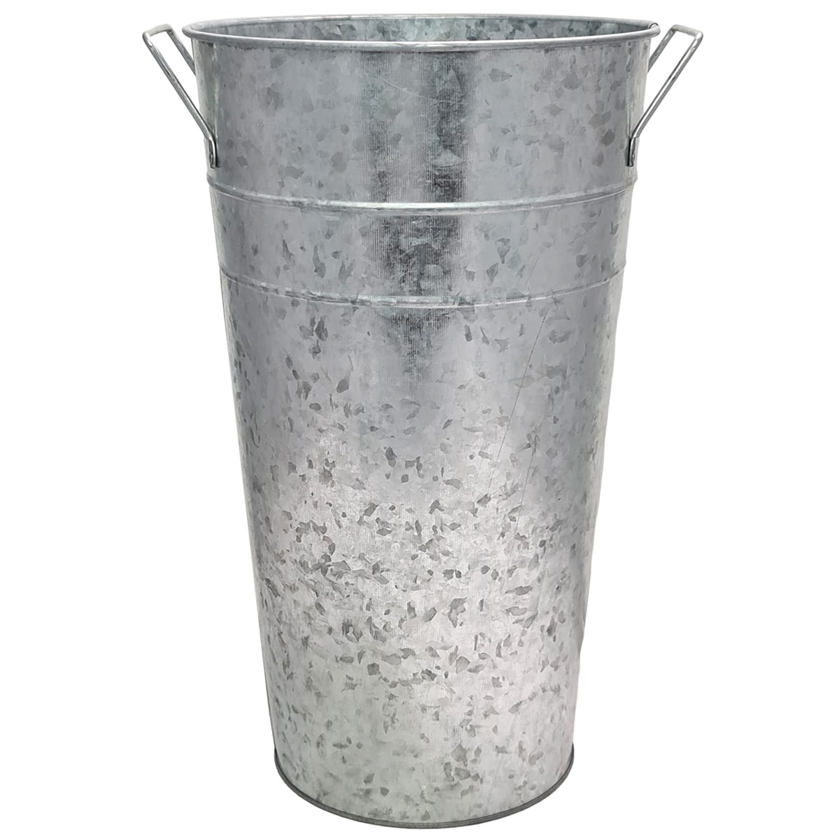 Large Slim Flower Tin Bucket - Top 22cmD x 37.5cmH / Rustic Natural Tin ...