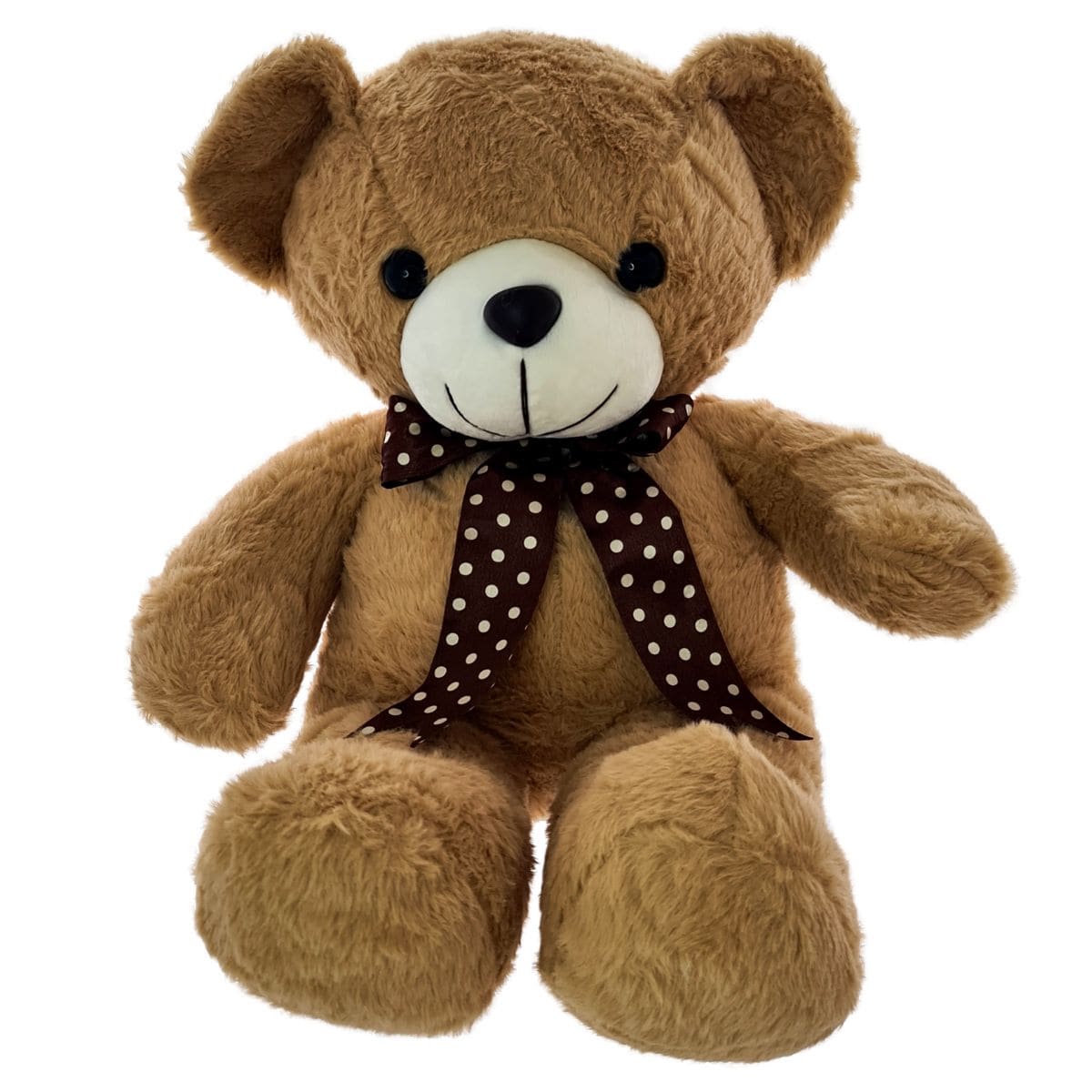 Morgan Bear w/Spot Ribbon – 38cm Plush Teddy (Light Brown)