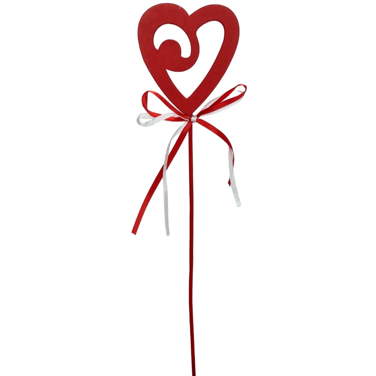 Wooden Heart Pick Red 30cm 12 Pack | Floral Craft