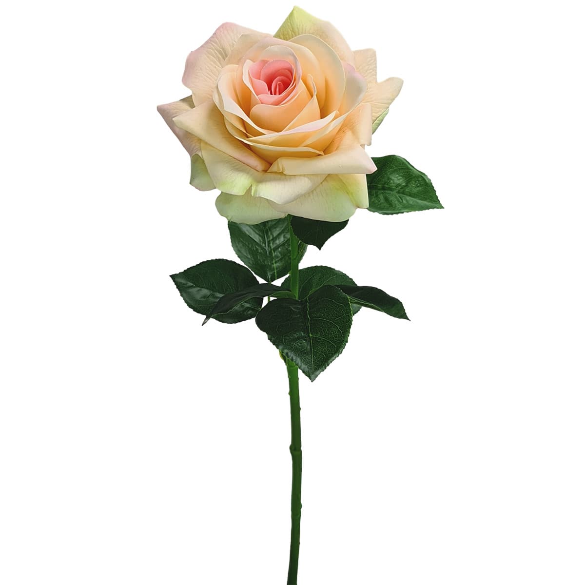Emma Real Touch Rose - 70cmL / Cream/Pink - Floral Craft