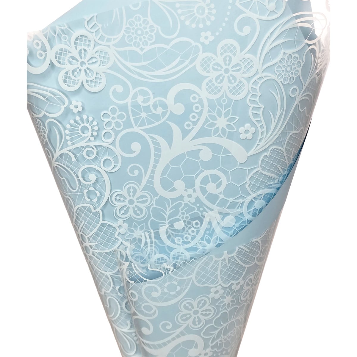 Modern Lace Cello Wrap - Clear/White print - Floral Craft