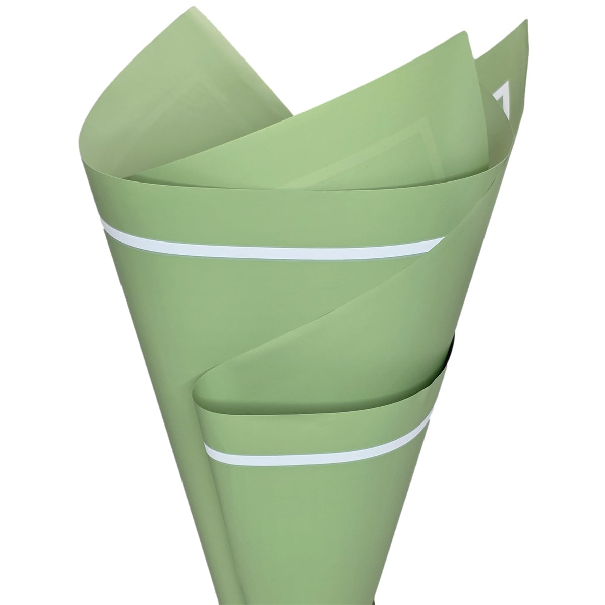 Poly Cello Wrap with Stripe Border - Sage w/ White Stripe - Floral Craft