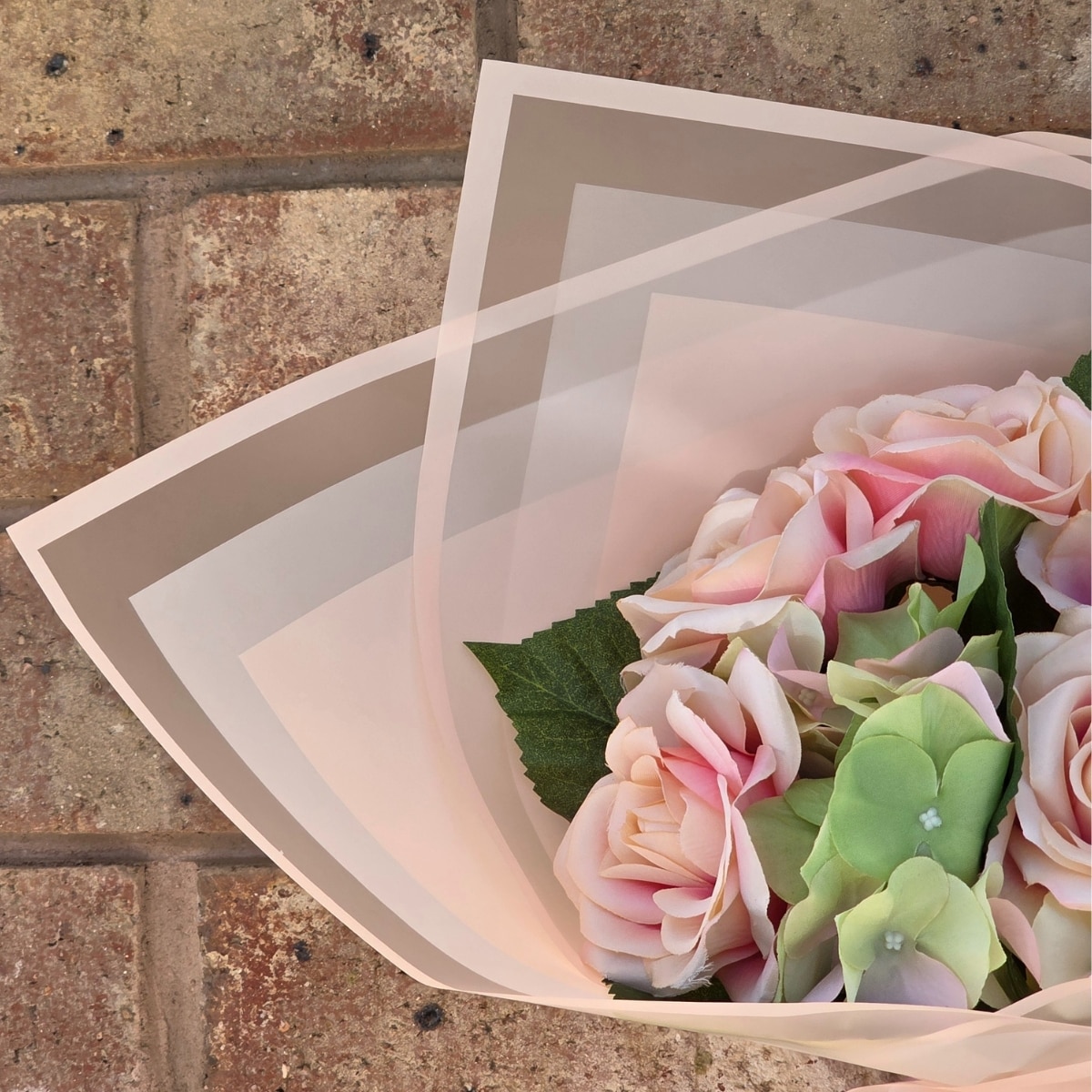 Frosted Border Poly Cello Wrap / Nude Pink - Floral Craft