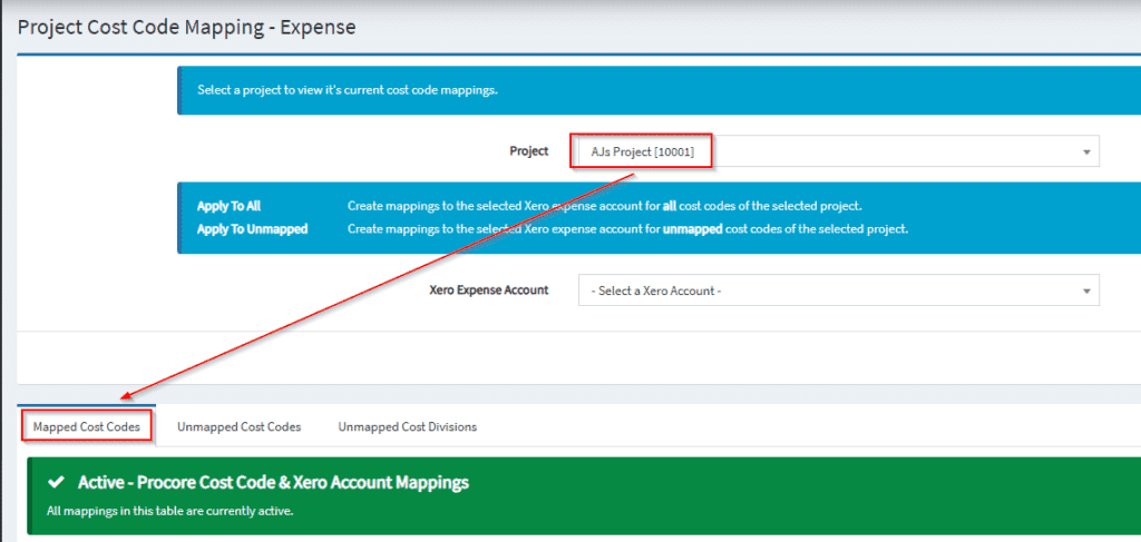 How to map project specific cost codes in OneCore Xero – Interfy Help