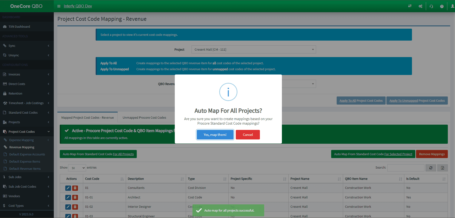 How to map project-specific cost codes (Revenue and Expense) in OneCore ...