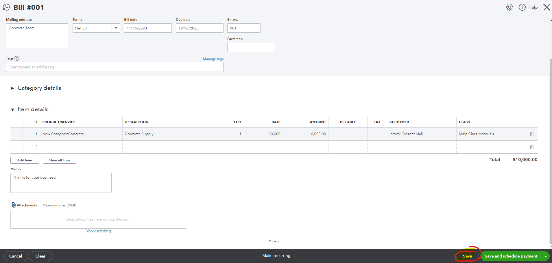 How to create and pay a direct cost from a QBO Bill – Interfy Help