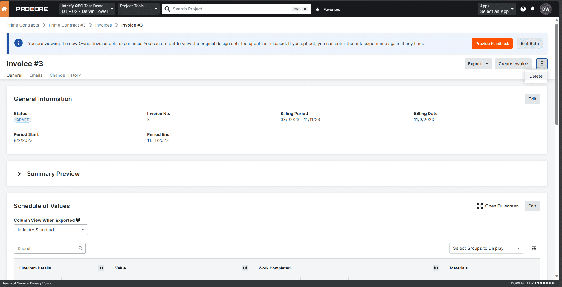 Managing Deletion Procore Head Contract Claims – Interfy Help