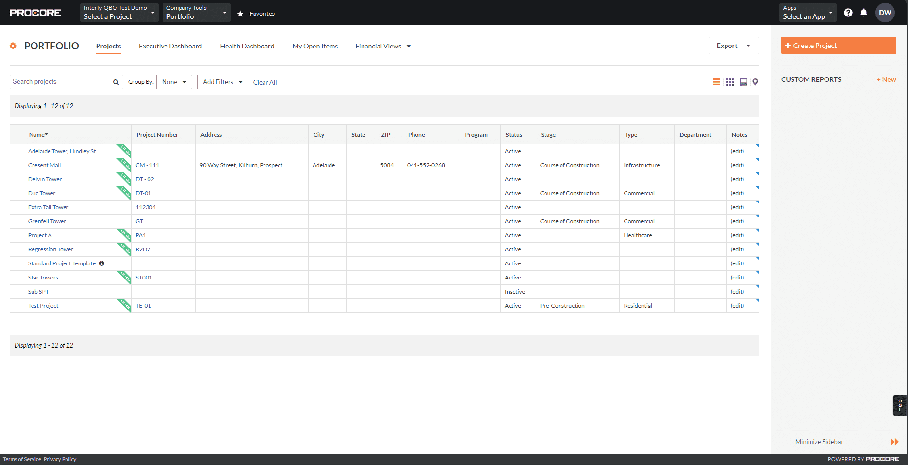 Project Setup using Procore Custom Field – Interfy Help