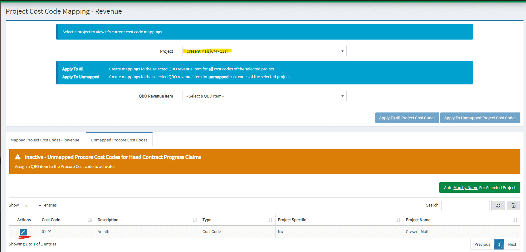 How to map project-specific cost codes (Revenue and Expense) in OneCore QBO – Interfy Help