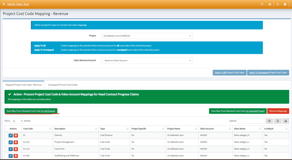 How to map project-specific cost codes (Revenue and Expense) in OneCore ...