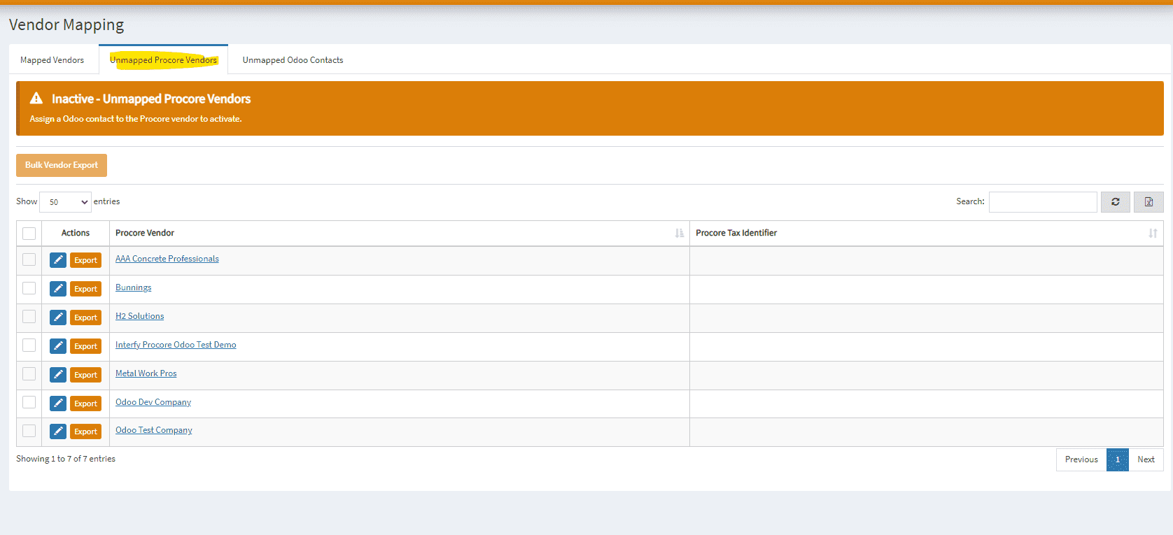 How to map Procore Vendors to Odoo Vendors in OneCore? – Interfy Help