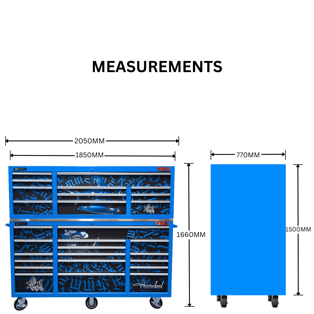 28 DRAWER 72" HAMMERHEAD WORKSHOP (BLUE) - Jimy Tools