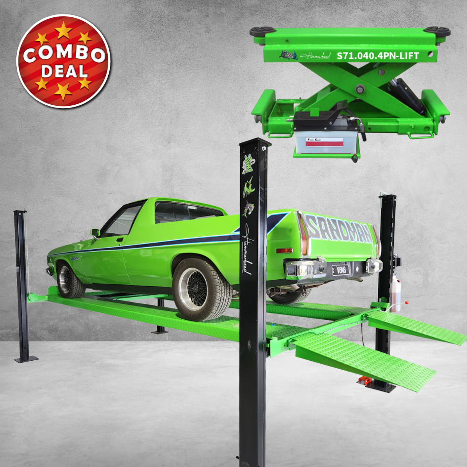 HAMMERHEAD 4.0T FOUR POST NARROW PARKING LIFT HOIST w/ SECONDARY LIFT ...