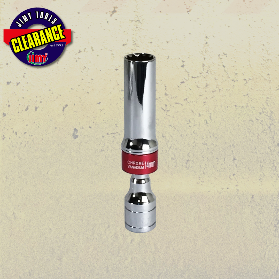 Spark Plug Swivel Extension Socket 100mm x 14mm - 3/8" Drive - Jimy Tools