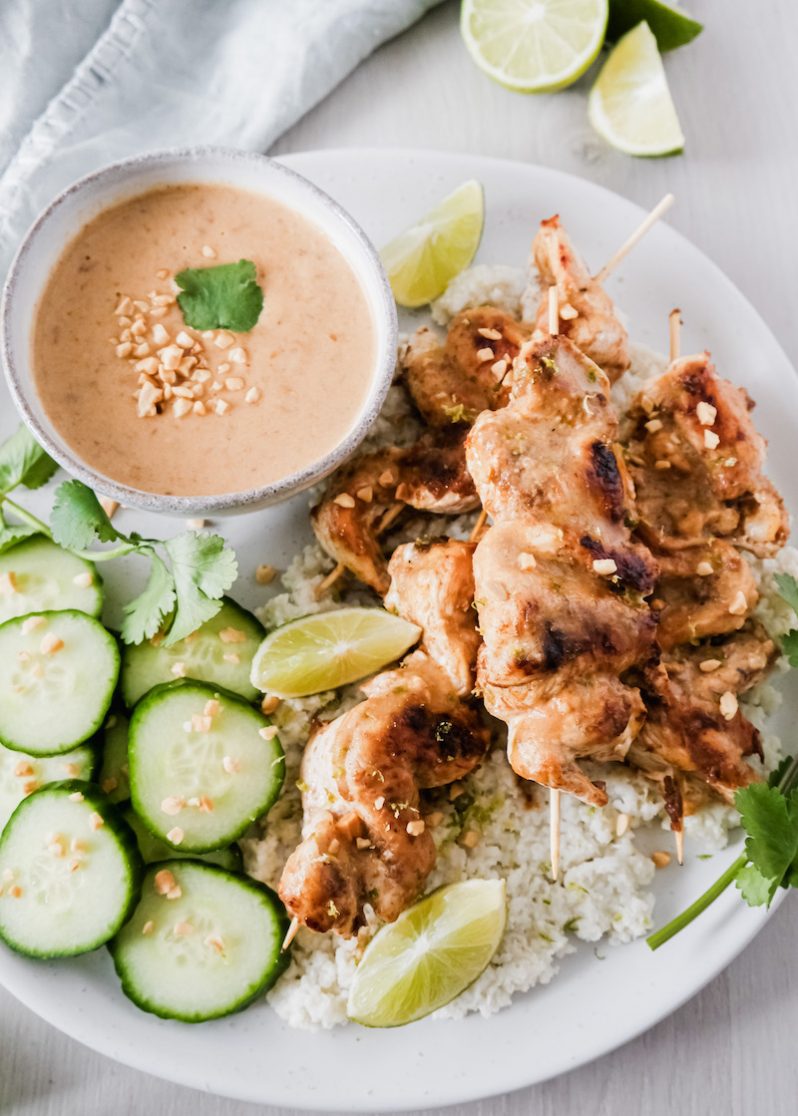 Satay Chicken with Coconut Cauliflower Rice - Live Love Nourish
