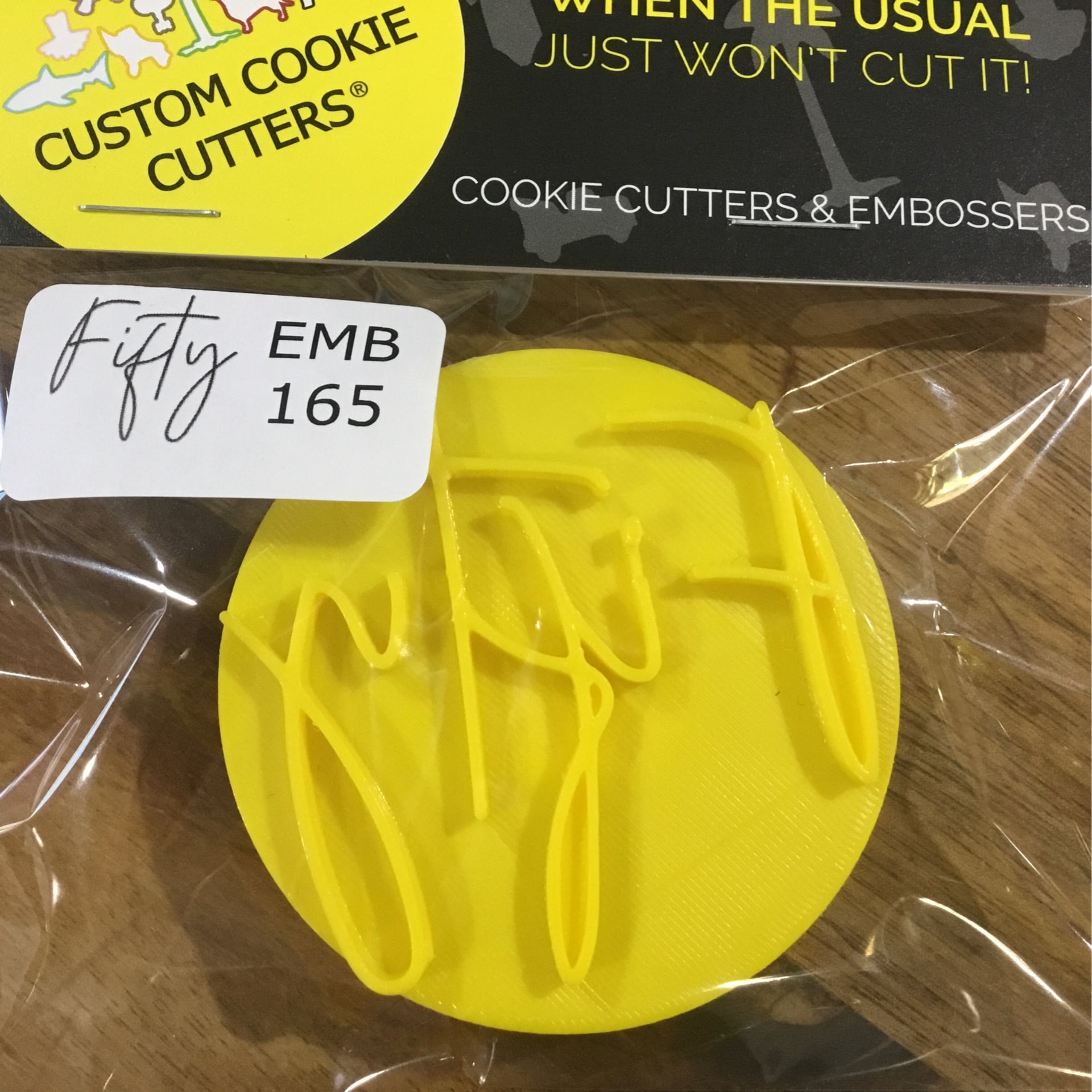 Custom Cookie Cutters – Fifty 60mm EMB 165 - Sharones Cakes & Things