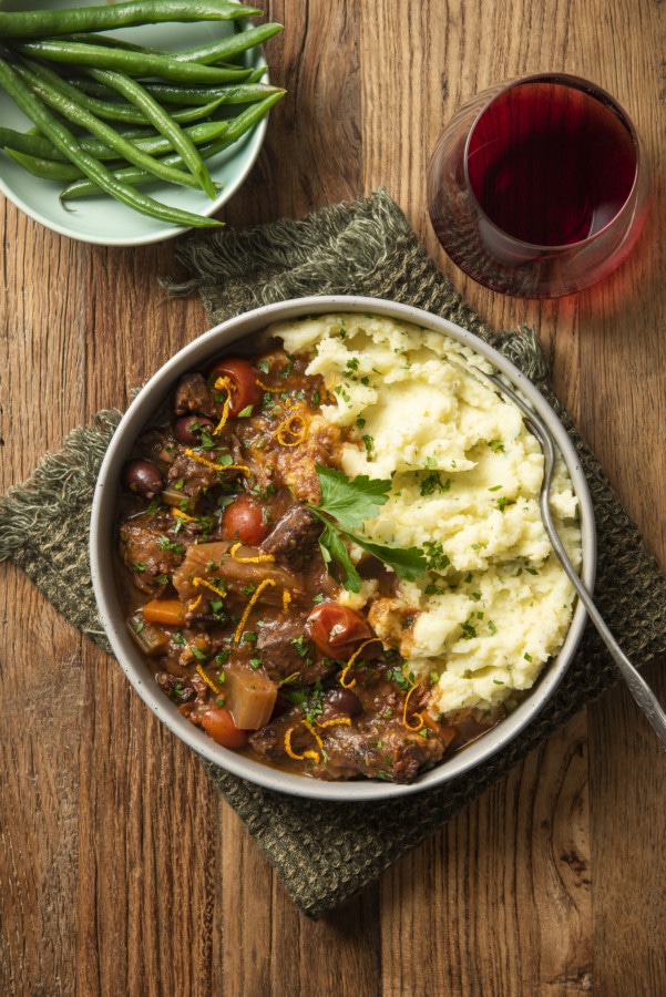 Beef Provencal with Parsley Mashed Potato - Spudlite