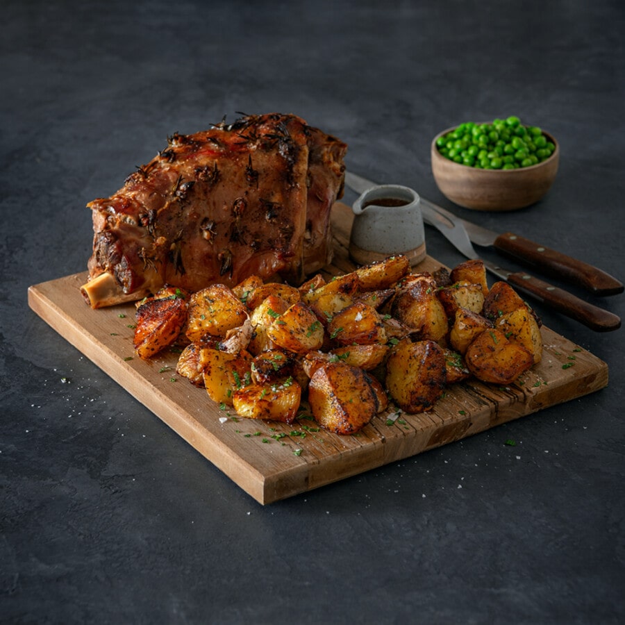 Roast Lamb with Minty Roast Potatoes - Spudlite