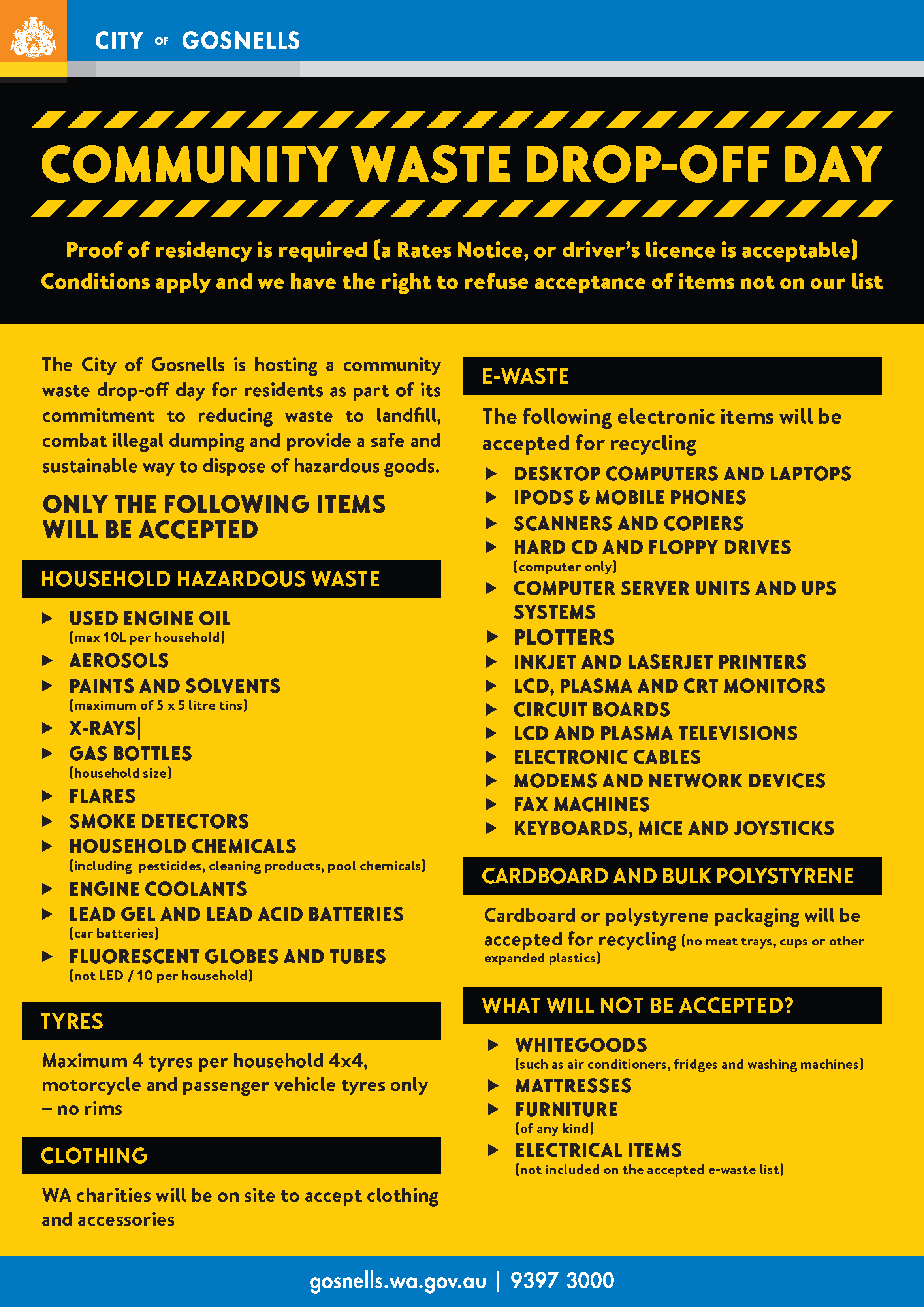 Community Waste Drop Off day - Household Hazardous Waste (Gosnells ...