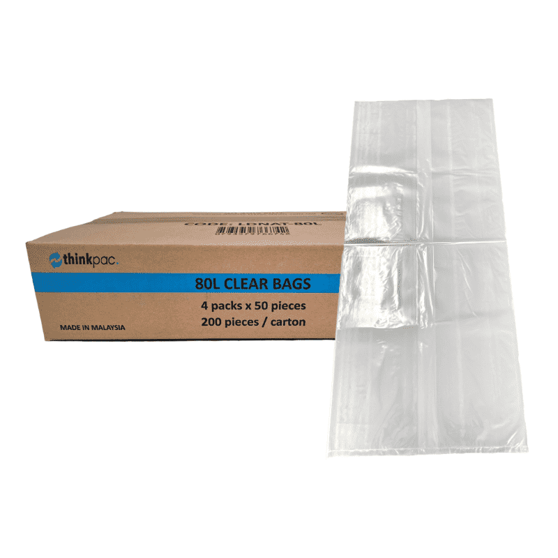 80L Clear Bin Bags - LDPE Range - Transparent & Durable