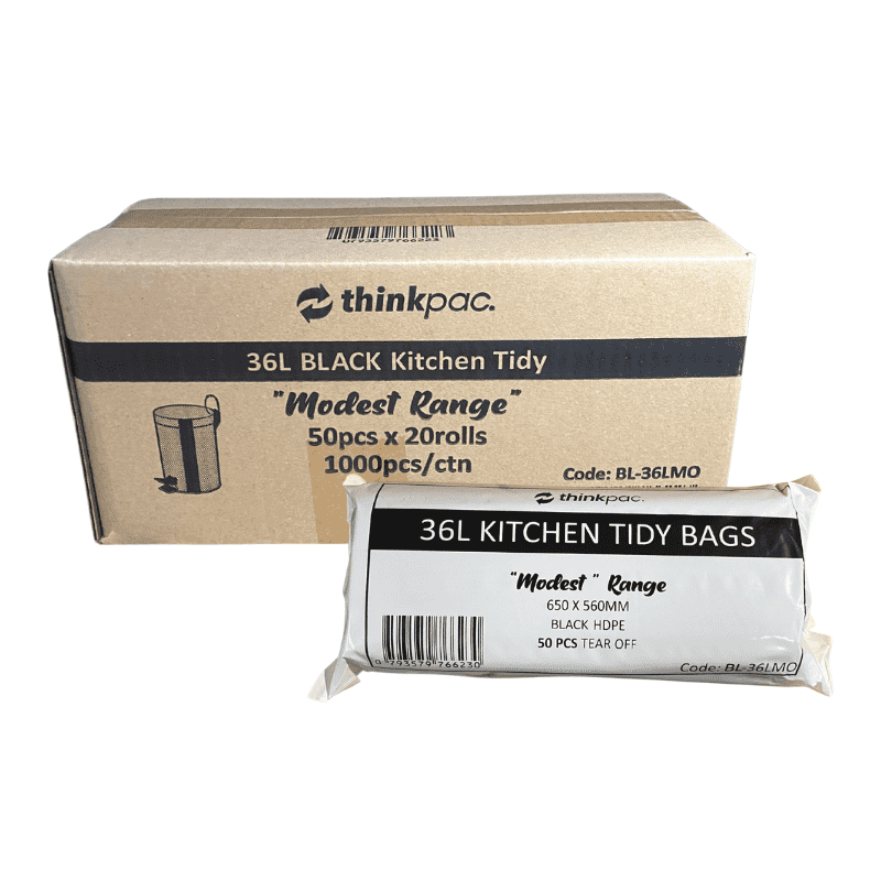 36L "Modest" Kitchen Tidy Liner Black | Thinkpac