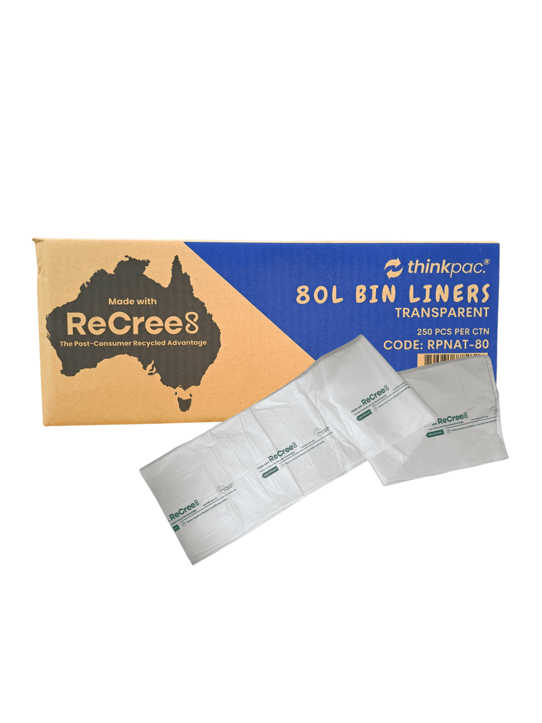 80L Natural Bin Liner | Thinkpac