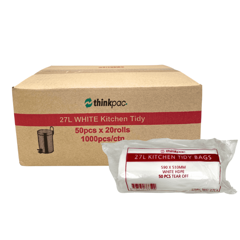 27L Kitchen Tidy Liner White | Thinkpac